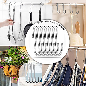 30 Pack ESFUN Heavy Duty S Hooks Pan Pot Holder Rack Hooks Hanging Hangers S Shaped Hooks for Kitchenware Pots Utensils Clothes Bags Towels Plants