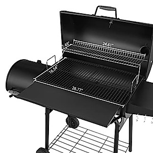 Royal Gourmet CC1830S 30" BBQ Charcoal Grill and Offset Smoker | 811 Square Inch cooking surface, Outdoor for Camping | Black