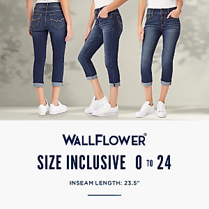 WallFlower Women's Size Flirty Curvy Crop High-Rise Insta Stretch Juniors (Standard, Alani, 18 Plus