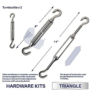 Windscreen4less Sun Shade Sail Hardware Kit - 8 Inches - Super Heavy Duty - For Triangle Sun Shade Sail