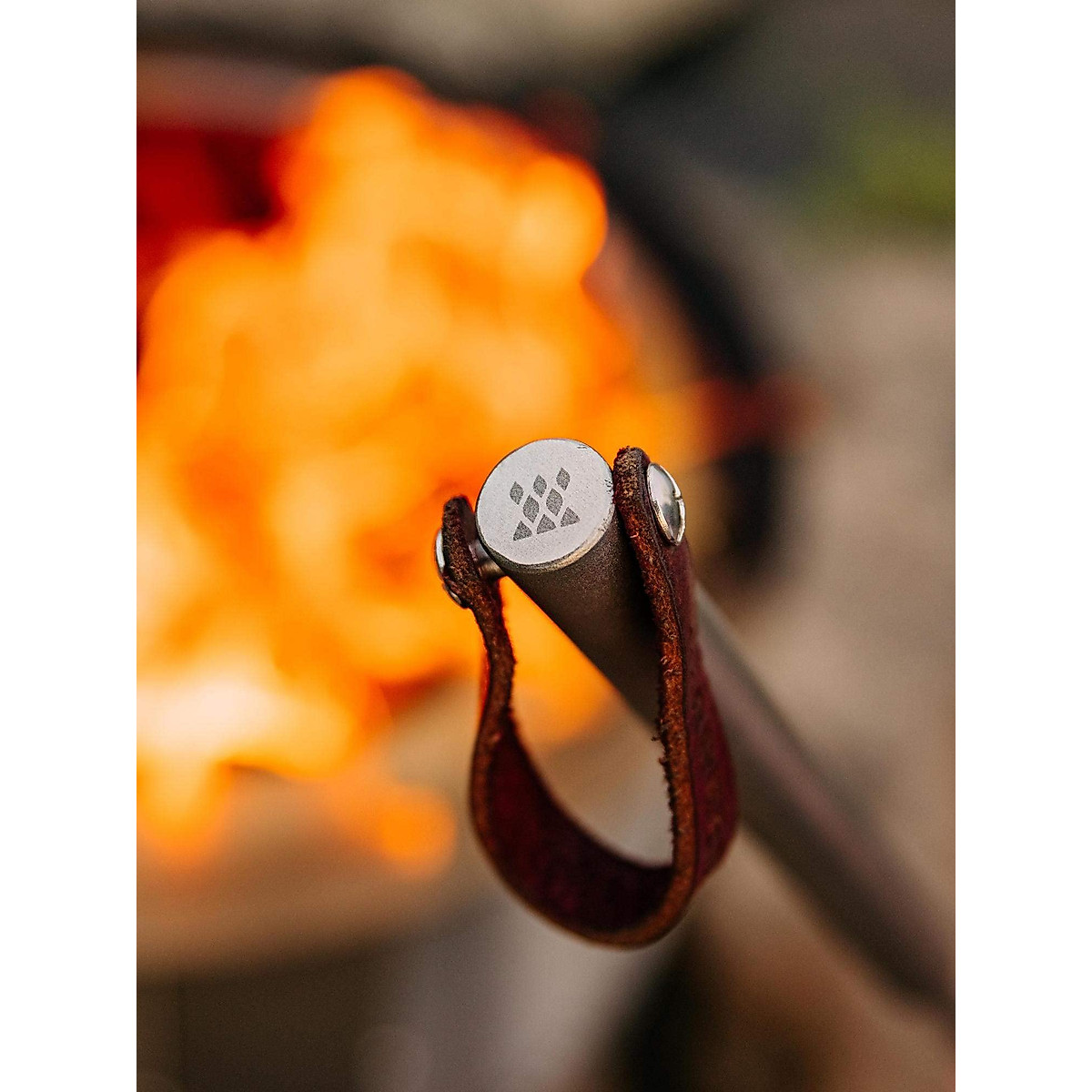 Breeo Fire Pit Poker | Outdoor Campfire Poker | 40 Inches Long Fireplace Stick | USA Made | 304 Stainless Steel & Leather | Durable & Made to Last A Lifetime