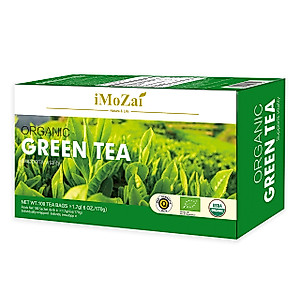 Imozai Organic Green Tea Bags 100 Count Individually Wrapped