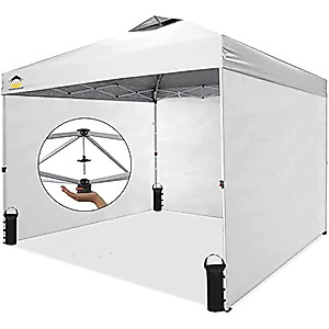 CROWN SHADES Comercial Instant Canopy Pop Up Tent 10X10 (10x10 with 4 Sidewalls, White)