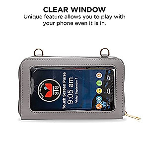 Save the Girls Captiva Touchscreen Purse with 10 Credit Card Slots and 2 Pockets Crossbody Smartphone Purse, Morning Mist Grey