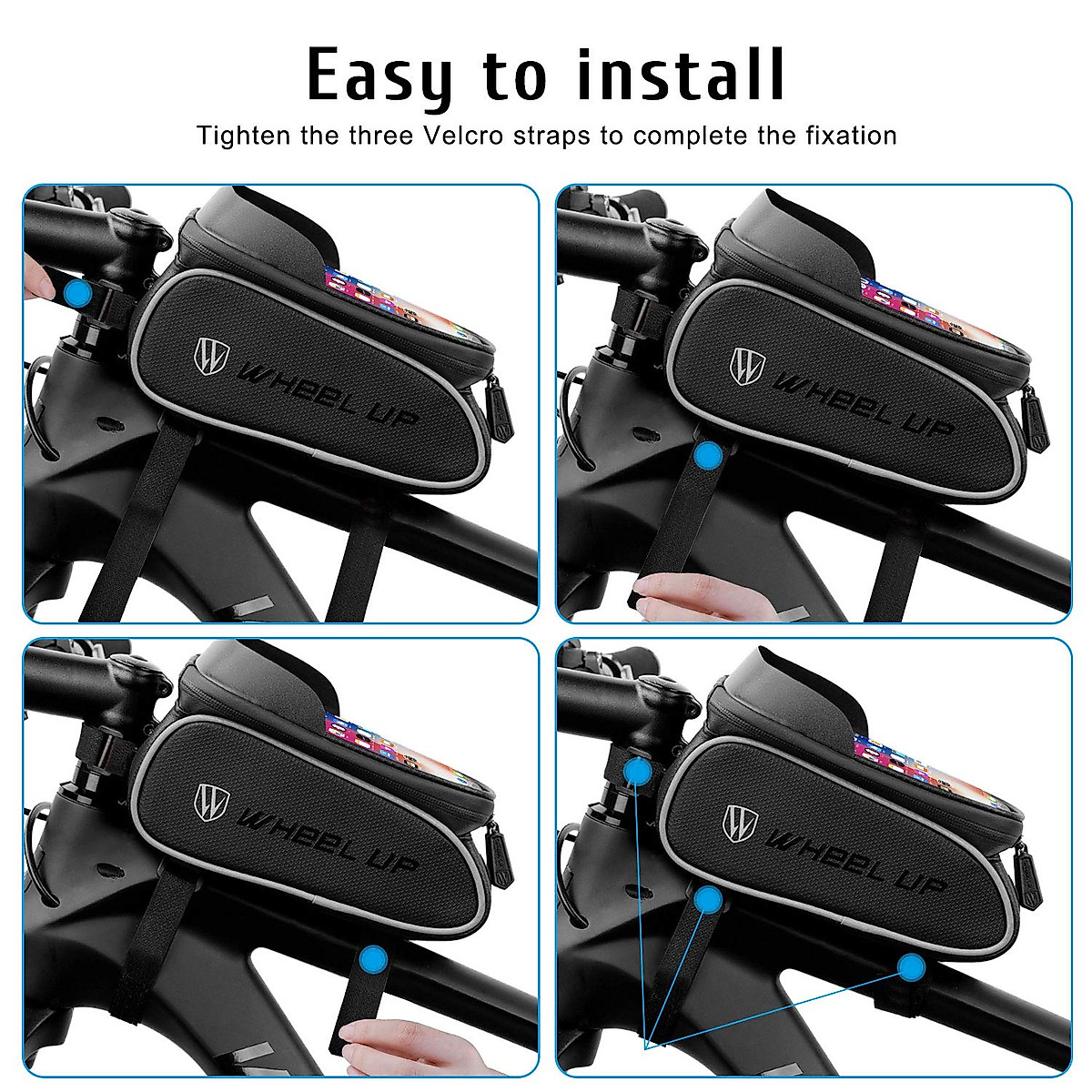 Tsuinz Waist Pack Waterproof Bicycle Bag Front Bike Phone Frame Bag Mount Top tube Bag Accessories for iPhone 13/12/11 Pro X/XS/XR/8 Airpods Samsung Galaxy S22/S21/S20/A10e/S10