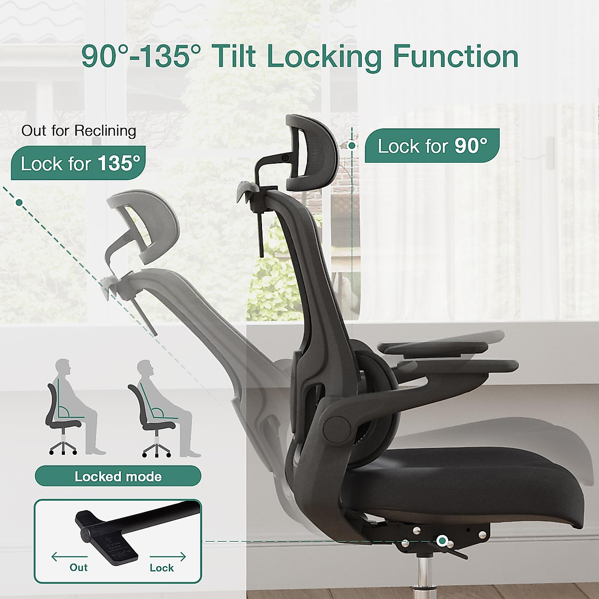 Novilla Ergonomic Office Chair, High Back Mesh Desk Chair with Thick Molded Foam Cushion, Adjustable Lumbar Support, Swivel Computer Gaming Chairs with Adjustable 2D Headrest and 3D Armrests, Black