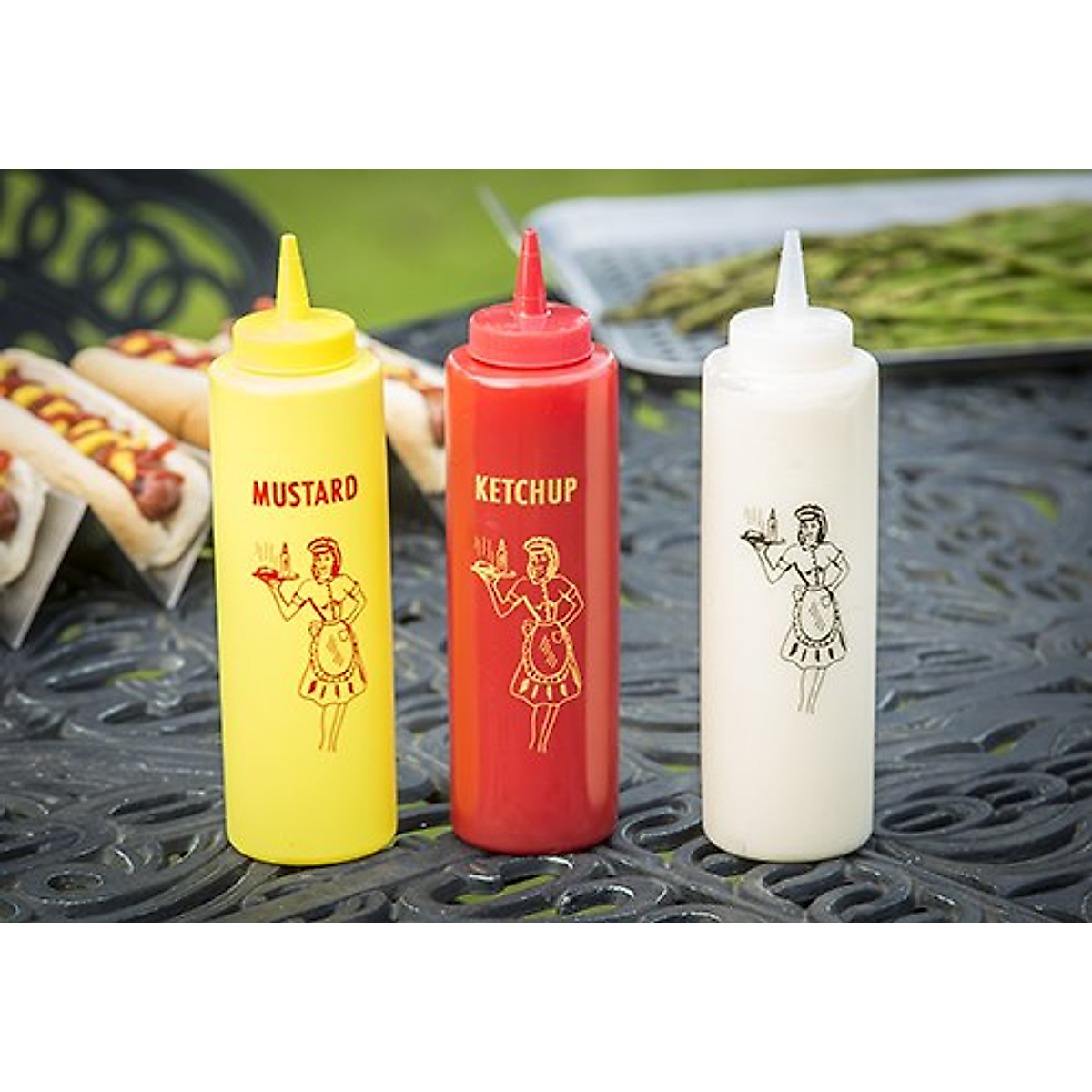 TableCraft 3-Piece Nostalgia Squeeze Bottle Set, 12-Ounce