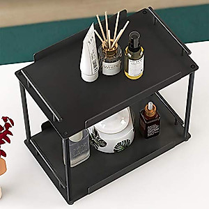 FLE Bathroom Organizer Countertop,2 Tier Bathroom Counter Organizer Kitchen Spice Rack Cosmetic Organizer,Countertop Storage Shelf for Bathroom, Kitchen, Living Room, Bedroom, Dressing Table Black