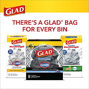 Glad Trash Bags, ForceFlex with Clorox Garbage Bags, Lemon Fresh Bleach Scent, 30 Gal, 50 Ct, Package May Vary