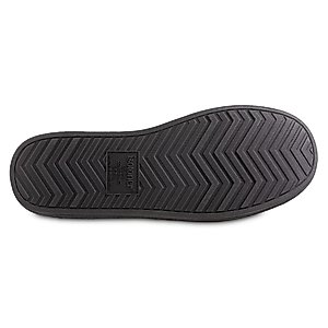 isotoner Men's Recycled Microsuede Nigel ECO Slippers with Advanced Memory Foam and Berber Lining, Black, 8-9