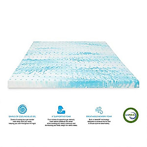 BioPEDIC 4" Gel Swirl Memory Foam True to Size Mattress Topper, Twin XL