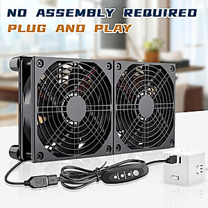 WDERAIR 240mm Computer Pc Case 5V USB Powered Fan with Variable Speed Controller for Router Wifi Modem Cabinet Xbox DVR Playstation Receiver Cooling