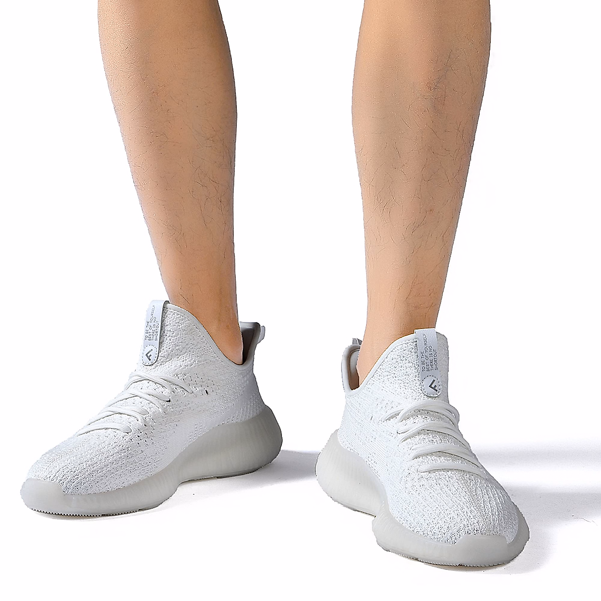 EFOBIH Walking Shoes for Men Breathable Mesh Comfort Athletic Work Gym Slip on Running Tennis Sneakers White US 8