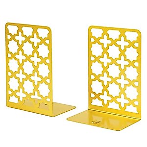 CNK Book Ends Bookends for Decorative Books Holder Bookend Shelves End Hold Heavy Duty Holders Stoppers Metal Stopper Cute Boho Bookshelf Holds Cookbook Office Home Set of 2 Bookends Pair Gold