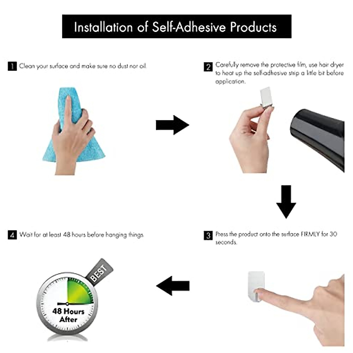 KES Self Adhesive Towel Bar, No Drill Towel Bar 24-Inch for Bathroom Towel Hangers Stick on Sticky Towel Holder SUS304 Stainless Steel Rustproof Brushed Finish, A7000S60B-2