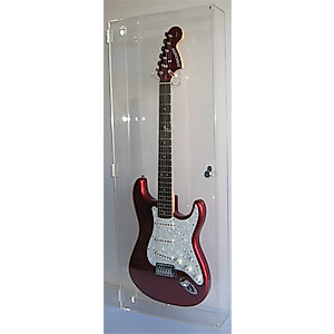 DisplayGifts Electric Guitar Display Case Rack Hanger Holder Wall Mount Cabinet Lockable 98%UV Protection