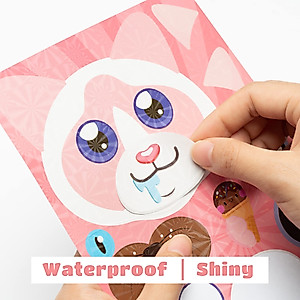 HubirdSall 45Pcs Cats Make-a-Face Stickers Make You Own Cats Holographic Stickers Games School Activity Reward for Kids Teacher Art Craft Birthday Gift Party Favors Room Decor Sticker for Children