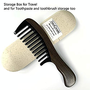 One&One 100% Handmade Natural wood With Buffalo Horn Hair Combs - wooden comb with handle