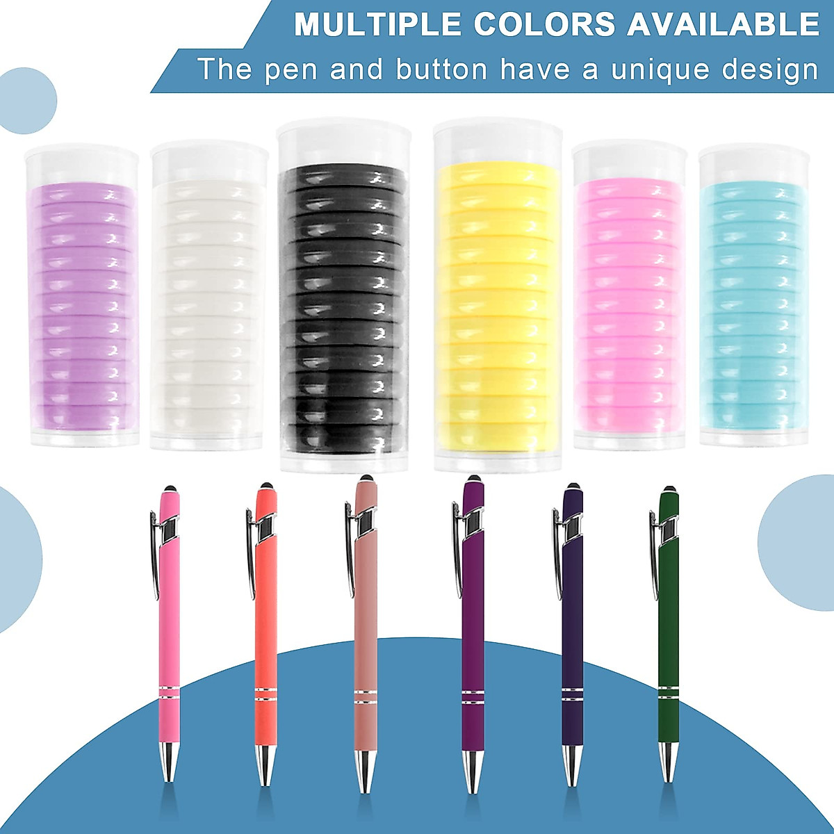 BOPOVA 6 Stylus 2-in-1 Ballpoint Pen and 6 Plastic Book Binding Trays, Stylus, Pen with Stylus, Compatible with Tablet and Smartphone,Click Pens， Ink Pen