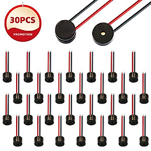 DaFuRui 30Pcs DC 12V Electronic DC Buzzer 5v Alarm Active Piezo Beep Sound ABS Housing 85dB Wired Connector Black