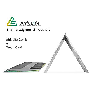 Metal Hair&Beard Comb - AhfuLife® EDC Credit Card Size Comb Perfect for Wallet and Pocket - Anti-Static Dual Action Beard Comb - Presented in Gift Box (Stainless Steel Comb)