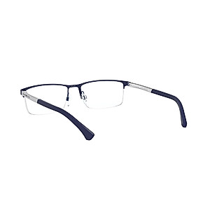 Emporio Armani Men's EA1041 Rectangular Sunglasses, Rubber Blue/Demo Lens, 53 mm