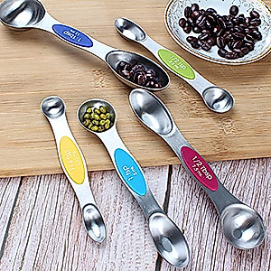 KUFUNG Kitchen Stainless Steel Baking Measuring Spoon &Cups Set for Dry or Liquid (5 pcs, Mixed Color)