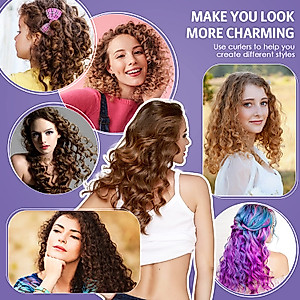 Syhood 30 Pcs 7'' Flexible Curling Rods Twist Foam Hair Rollers Soft Foam No Heat Hair Rods Rollers and 1 Steel Pintail Comb Rat Tail Comb for Women Long Short Hair(Purple,7 x 0.3 Inch)