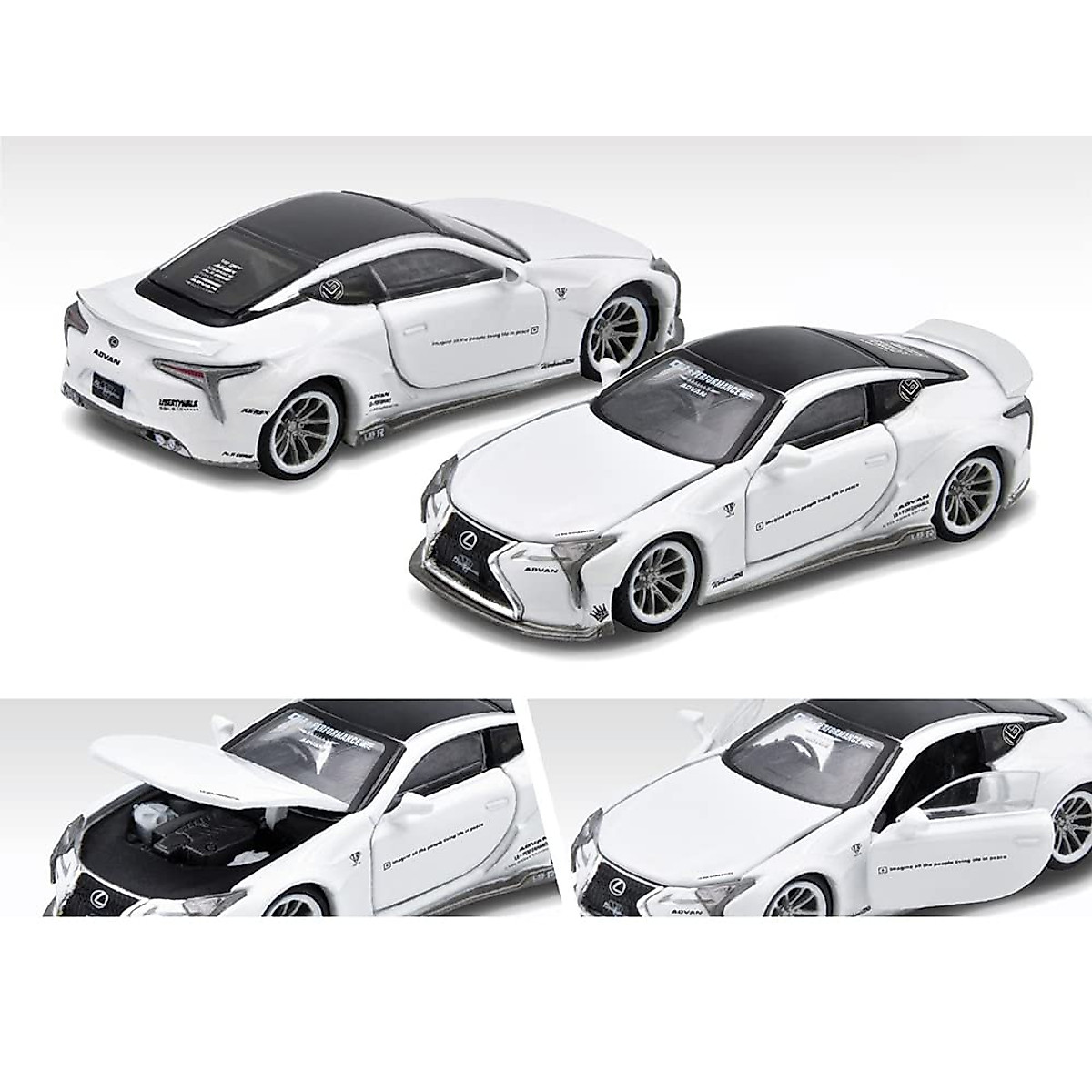 LC500 LB Works RHD (Right Hand Drive) Pearl White with Black Top and Graphics Ltd Ed to 1800 Pieces 1/64 Diecast Model Car by Era Car LS21LC2901