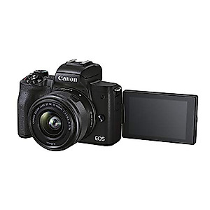 Canon EOS M50 Mark II + EF-M 15-45mm is STM Kit Black (Renewed)