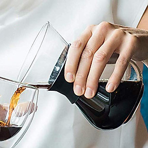 Glass Pour Over Coffee Maker Set with Reusable Stainless Steel Drip Filter Elegant Coffee Dripper Pot Glass Carafe & Permanent Stainless Steel Filter