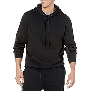 Amazon Essentials Men's Lightweight Long-Sleeve French Terry Hoodie, Black, Large