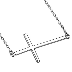 My Daily Styles 925 Sterling Silver Sideways Cross Necklace for Women - Yellow Gold & Rose Gold - Womens Jewelry Gift for Birthday, Christmas and Mother's Day