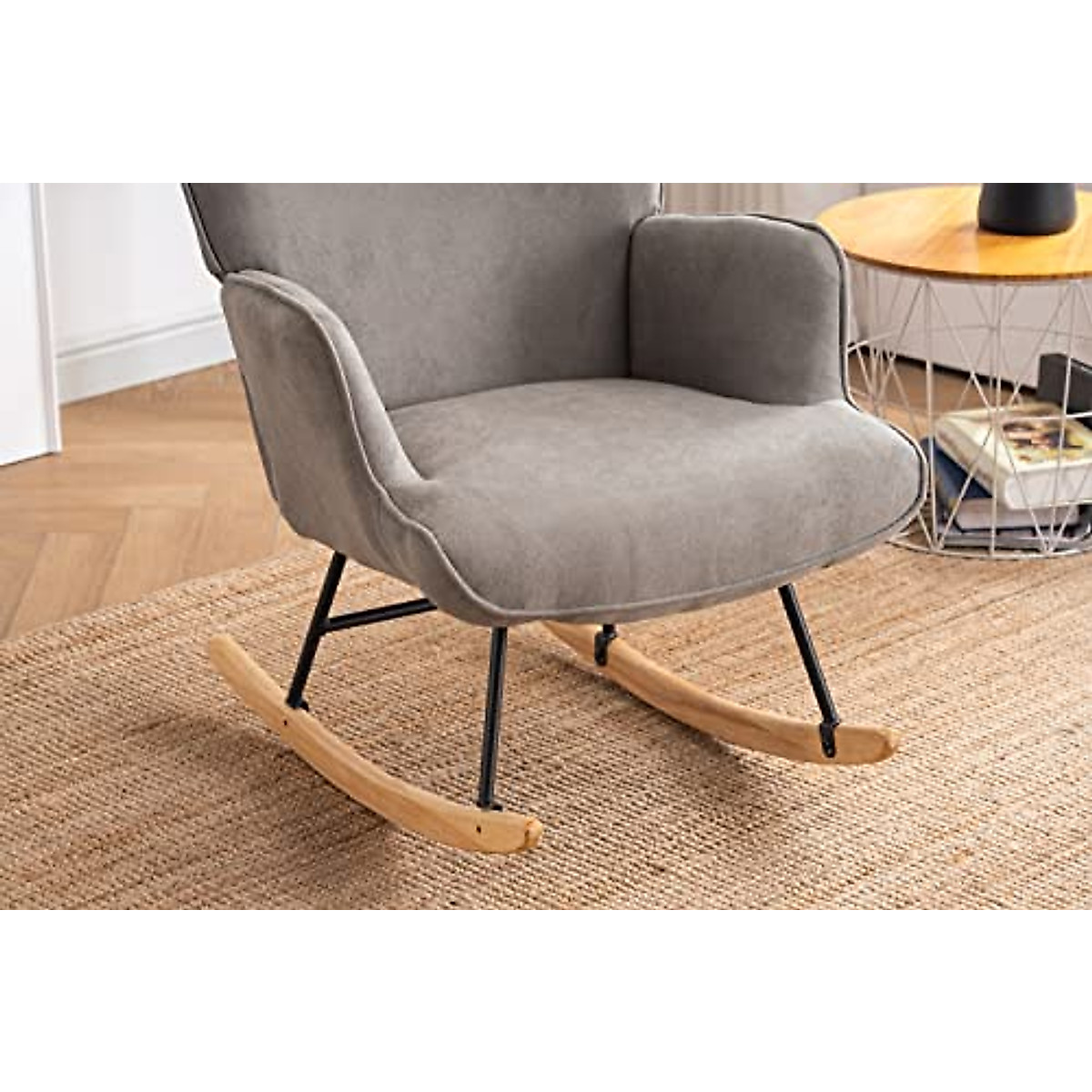 Devion Furniture Shaman Rocking Chair, Wood,Gray 26D x 31W x 37H in