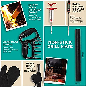 Pepe Nero Grill Smoker Barbecue Accessories Tools Set - 29 Pcs Stainless Steel BBQ Flat Top Grill Tool Kit with Case for Outdoor Cooking & Camping – Deluxe Grilling Gift for Men (Canvas Bag)