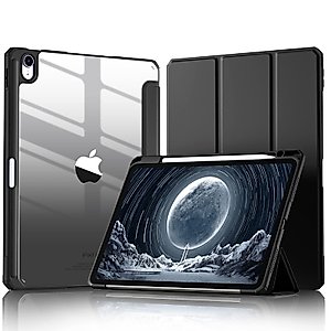 Mastten Compatible with New iPad Air 11 inch Case M2 2024, for iPad Air 6th/5th/4th Generation Case 10.9 inch with Pencil Holder 2024/2022/2020, Auto Wake/Sleep, Slim Clear Back Shell, Lavender Purple