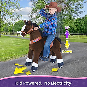 PonyCycle Horse Ride on Toy for Toddlers Boy Toys Classic Model U (with Brake/ 30" Height/Size 3 for Age 3-5) Giddy up Riding Horse Rocking Horse Rides Chocolate Brown Ux321