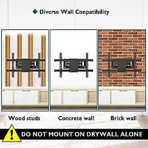 BONTEC Full Motion TV Wall Mount for 32-85 inch LED LCD OLED TVs, Swivel Tilt Level TV Mount Bracket with Articulating Dual Arms Hold up to 132lbs, Max VESA 600x400mm, Fits 12” 16" Studs