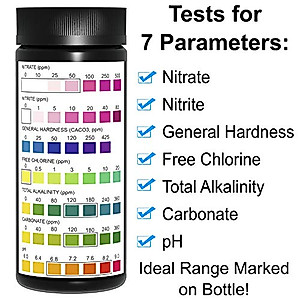 Pond Test Strips - 7-1 Pond Water Testing Kit with Ebook - Pond pH Test Kit with 50 Quick and Accurate Fish Tank Test Strips - 50 Test Strips by JNW Direct