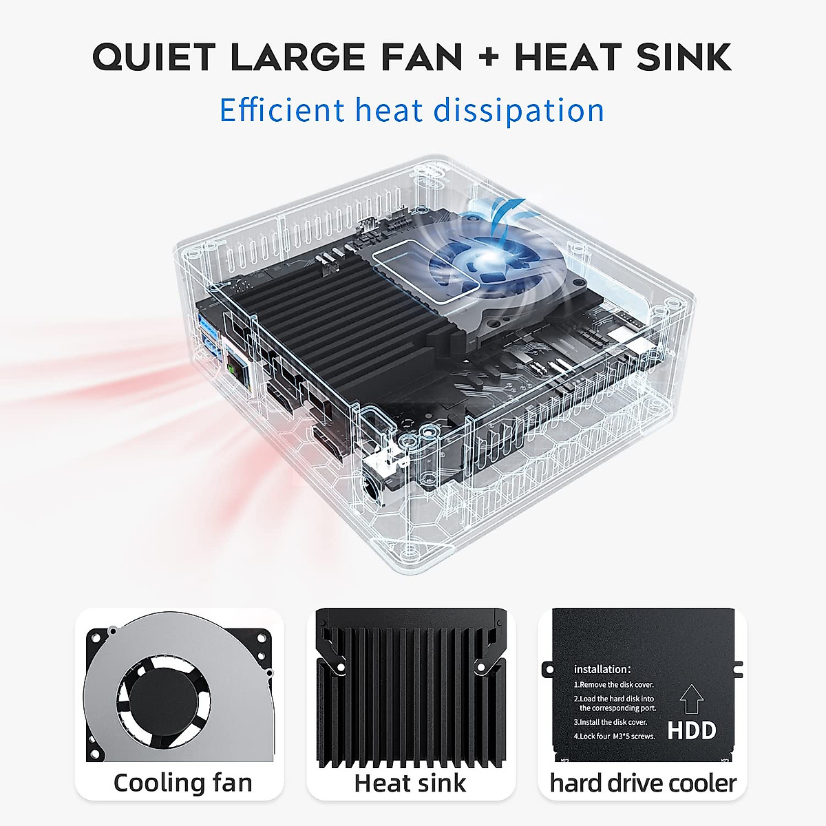 Beelink New 11th Gen Intel 4-Cores N5095, Mini PC 8GB DDR4 RAM 256GB SSD, Mini Computer Dual HDMI 4K UHD/Gigabit Ethernet/Dual WiFi/BT/for Home/Office