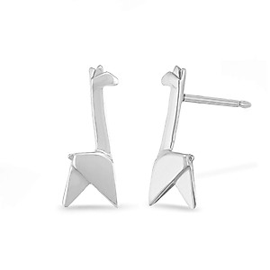 Boma Jewelry Sterling Silver Origami Giraffe Stud Earrings