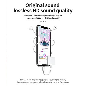 Compatible for iPhone Headphone Adapter 3.5mm AUX Audio Jack Charger Dongle Earphone Splitter Compatible with Lightning Male to USB Female OTG Power Charging Camera MIDI Connector for Apple for ipad