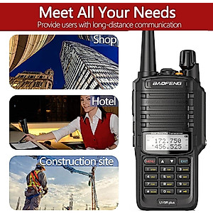 Baofeng UV-9R Plus 8W Power Walkie Talkie IP67 Waterproof UHF/VHF Dual Band Two Way Radio with Programming Cable,AR-775 Antenna,AR780 Waterproof micphone,2Pack 2200 mAh Battery etc Full Kits