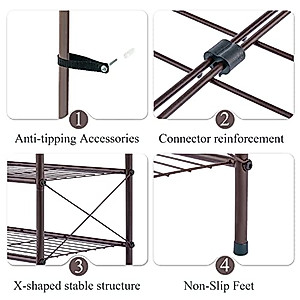 Tajsoon 10-Tier Shoe Rack Organizer, Narrow Shoe Rack for Closet Entryway, Metal Mesh Shoe Storage Shelf with X Shape Fixed Frame, Bronze