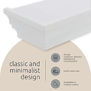 Kiera Grace Madison Classic Crown Molding Floating Wall Shelves, Robust Engineered Wood, Easy Assembly, Ideal for Home Decor, 16", Black, Set of 3