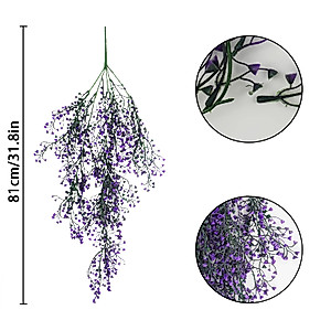 Uieke Pack of 4 Artificial Hanging Plants 2.7FT Artificial Ivy Leaf Plants Vine Hanging Garland Fake Vines Plastic Fake Plants Home Room Kitchen Outdoor Garden Office Wedding Wall Decor Purple