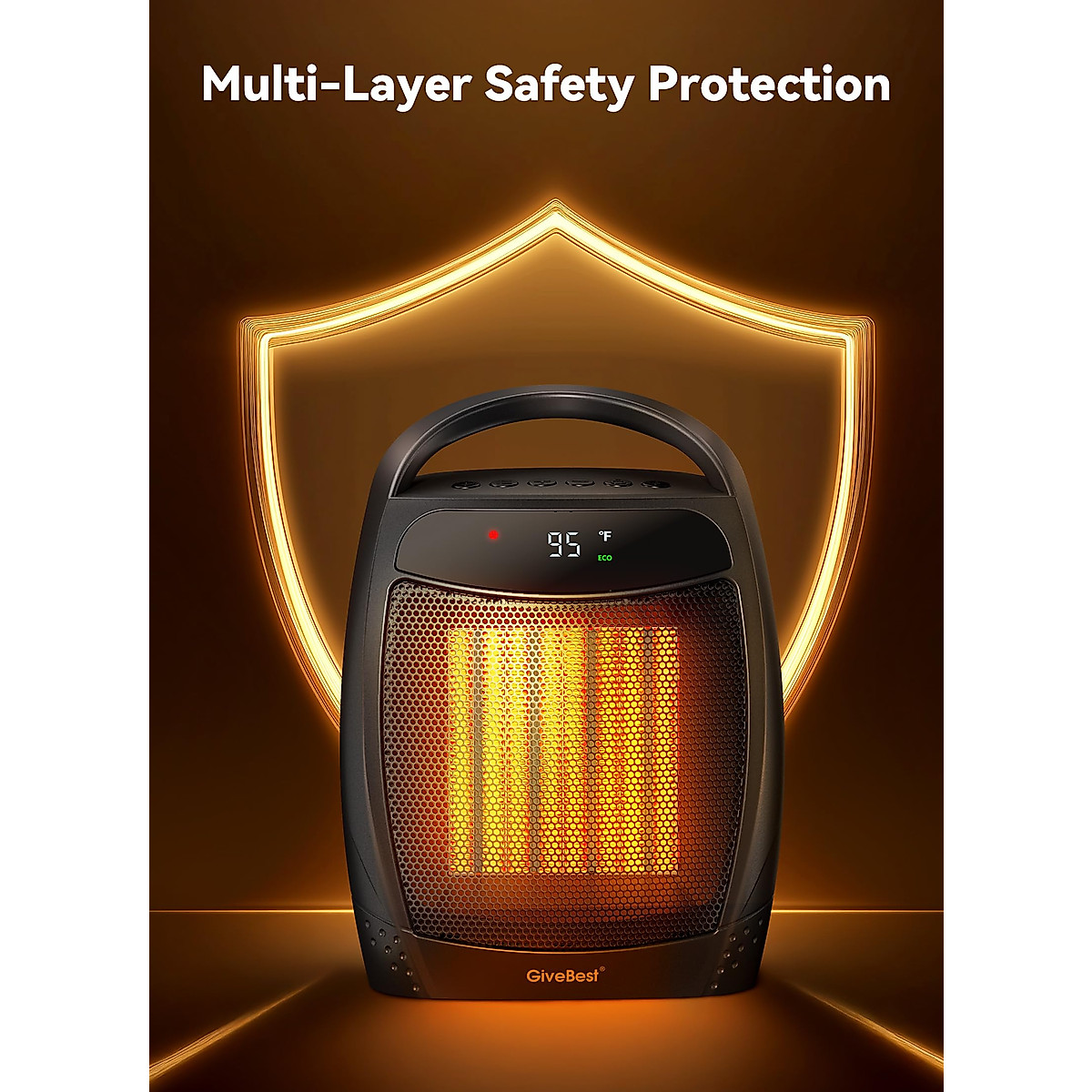 GiveBest Space Heater, 1500W Portable Electric Heaters for Indoor Use, Heater for Office with Remote Thermostat, ECO Mode, 12H Timer, Quiet Safe Small Heater for Bedroom Living Room