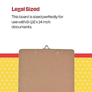 School Smart Legal Clipboard, 9 x 15-1/2 x 1/8 Inches, Hardboard, Brown, Bright Nickel