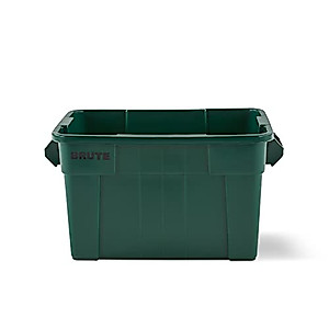 Rubbermaid Commercial Products Brute Tote Storage Container with Lid-Included, 20-Gallon, Dark Green, Rugged/Reusable Boxes for Moving/Camping/Storing in Garage/Basement/Attic/Jobsite/Truck