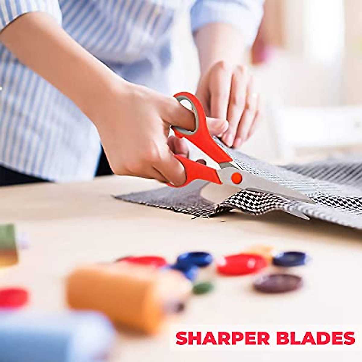 ZekPro 3 Pack Scissors 8" Craft Scissors All Purpose, Heavy Duty Sharp Blade Shears Sewing Scissor for Office, Fabric and School Supplies Left - Right Handed